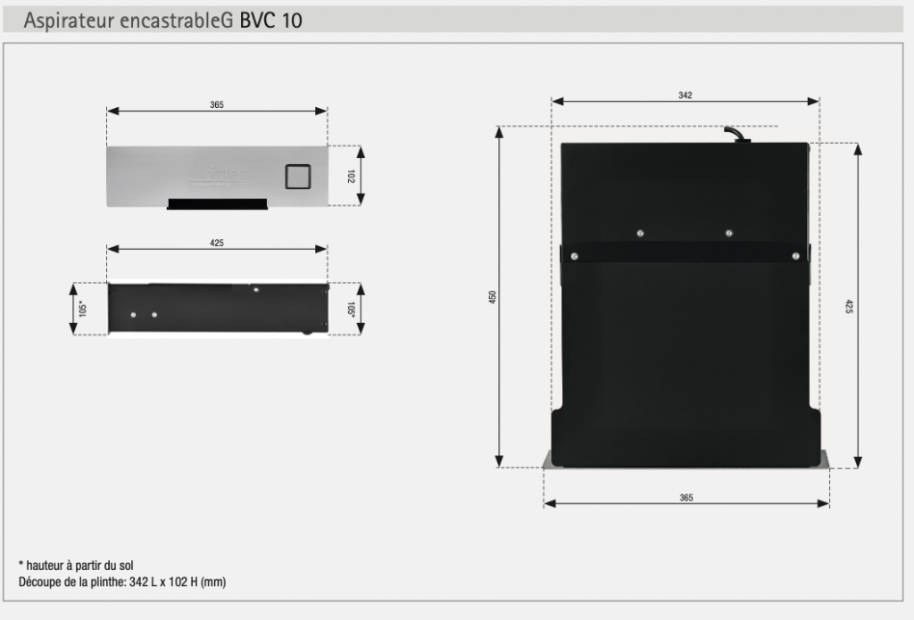 Aspirateur encastrable BVC 10 - cuisine-viking.com